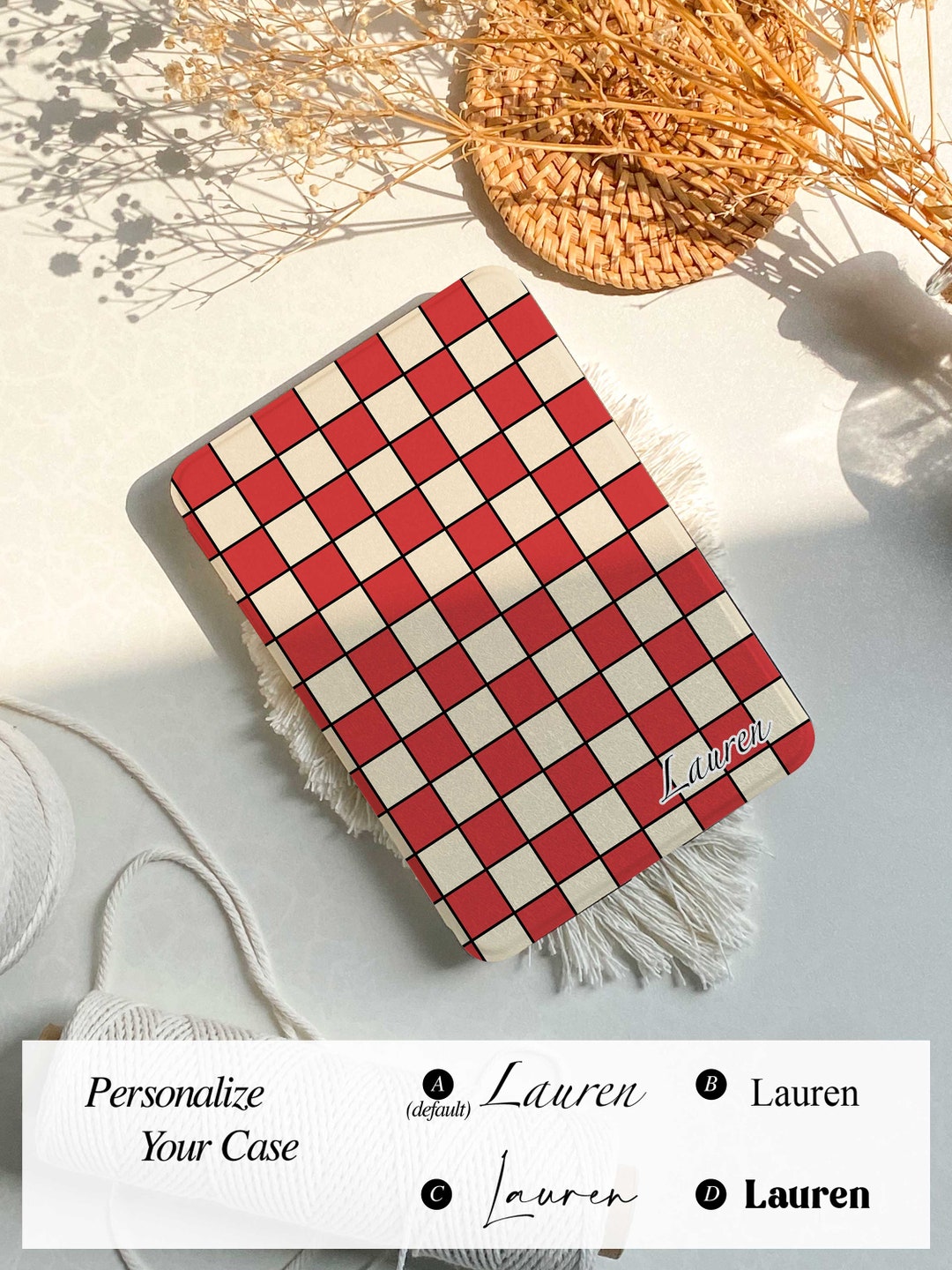 Red Checkerboard All New Kindle 12th Generation 2024 Case, Kindle Case ...