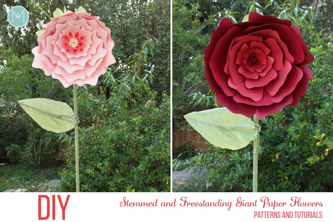 Giant Paper Flowers Stemmed and Freestanding Patterns & - Etsy