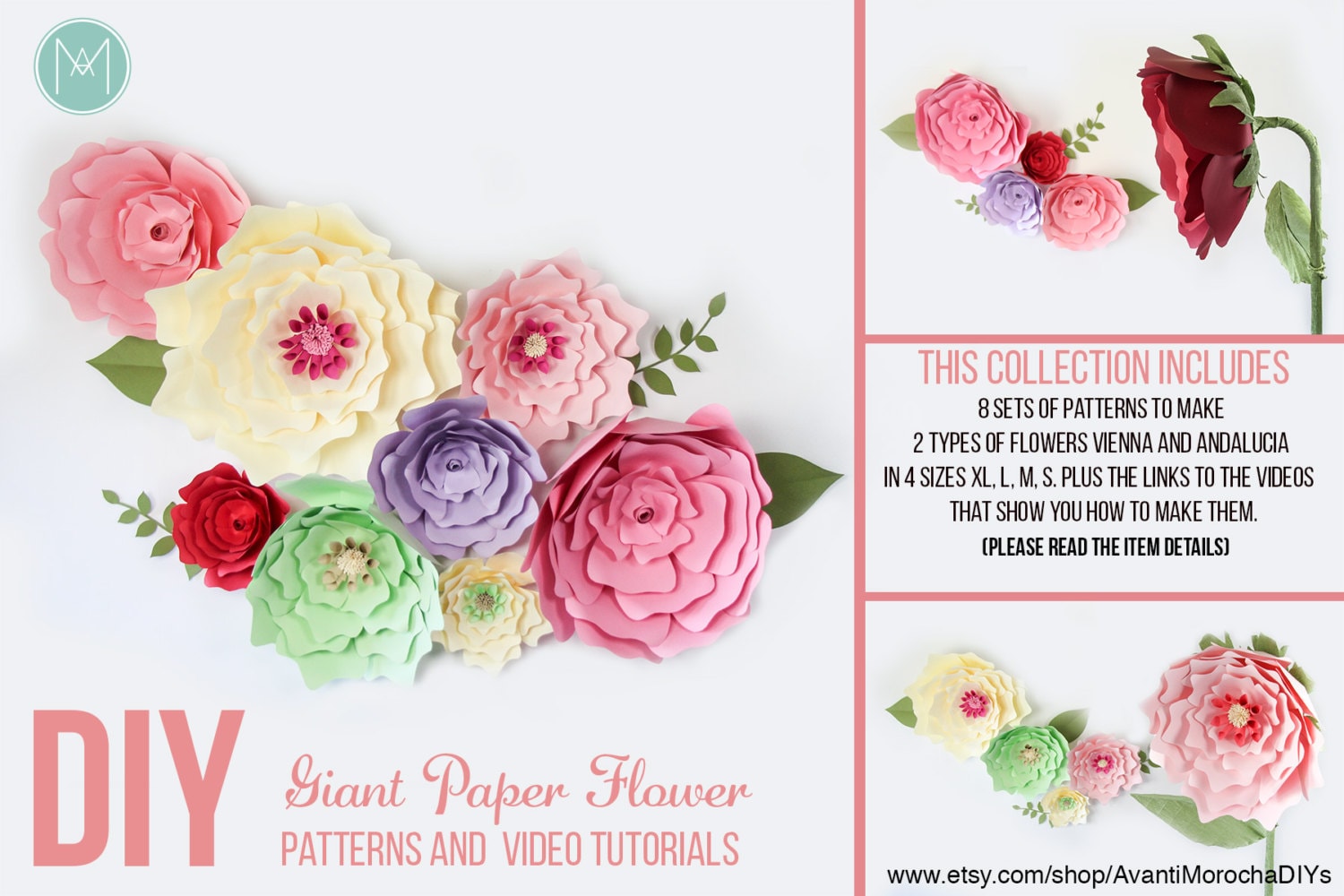 Giant Paper Flowers (hanging and Standing) - Stemmed Paper Flowers ...