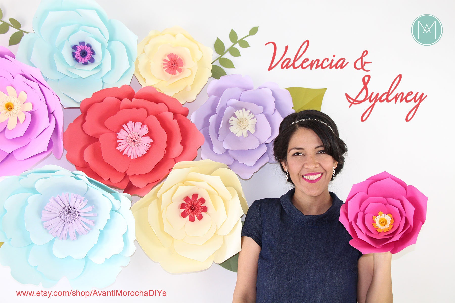 DIY Giant Paper Flower Patterns & Video Tutorial Valencia | Etsy