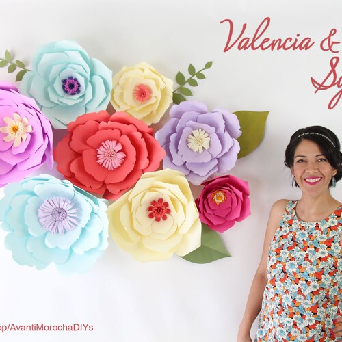 DIY Giant Paper Flower Patterns & Video Tutorial Valencia | Etsy