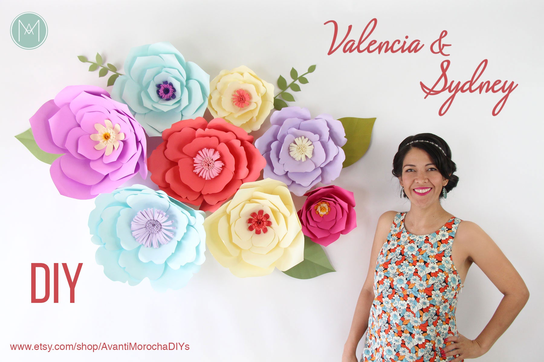 DIY Giant Paper Flower Patterns & Video Tutorial Valencia | Etsy
