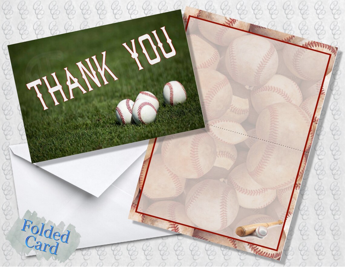 Baseball Thank You Cards; Folded Card; Postcard - Etsy