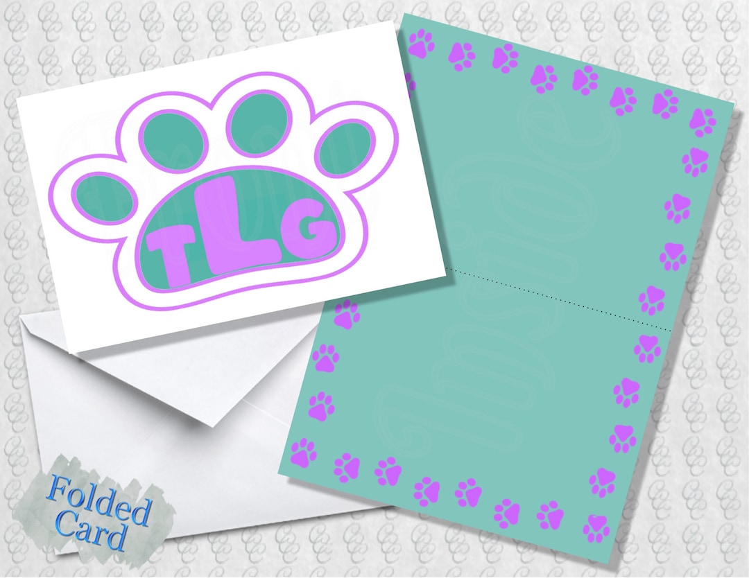 Paw Print Monogram Note Cards; Animal Lover; Dog; Cat; Cute; Folded ...