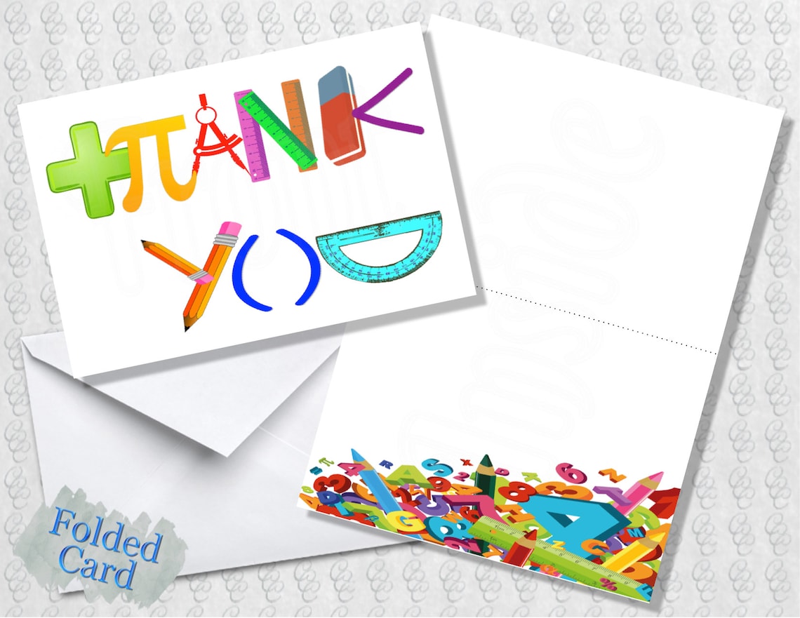 Thank You Cards for the Mathematician; Blank; Math Teacher; Math Club ...