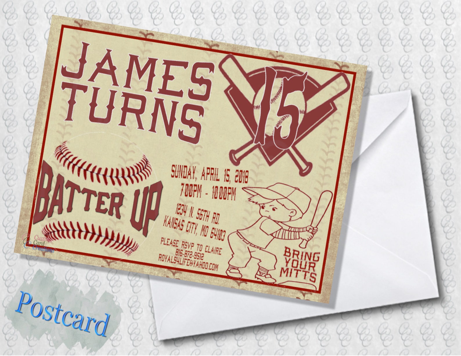 Vintage Baseball Invitation; Folded Card; Postcard - Etsy