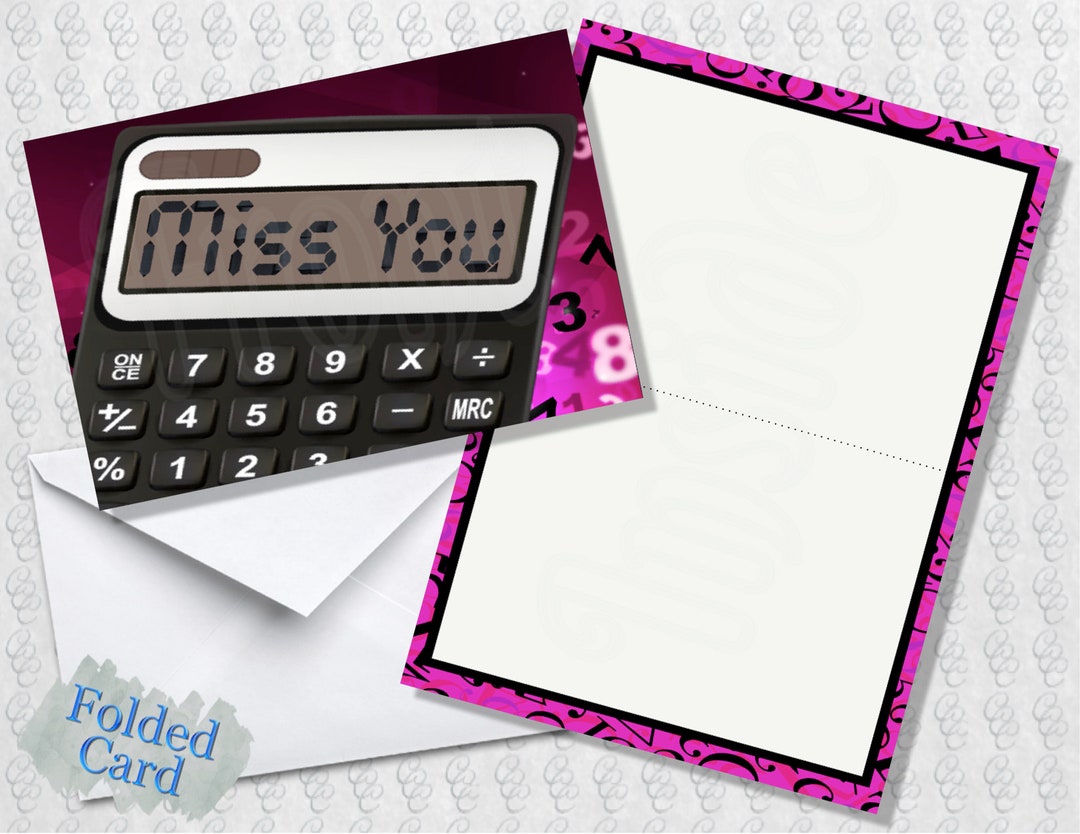 Miss You Note Cards; Blank; Calculator; Math; Mathematics; Accountant ...