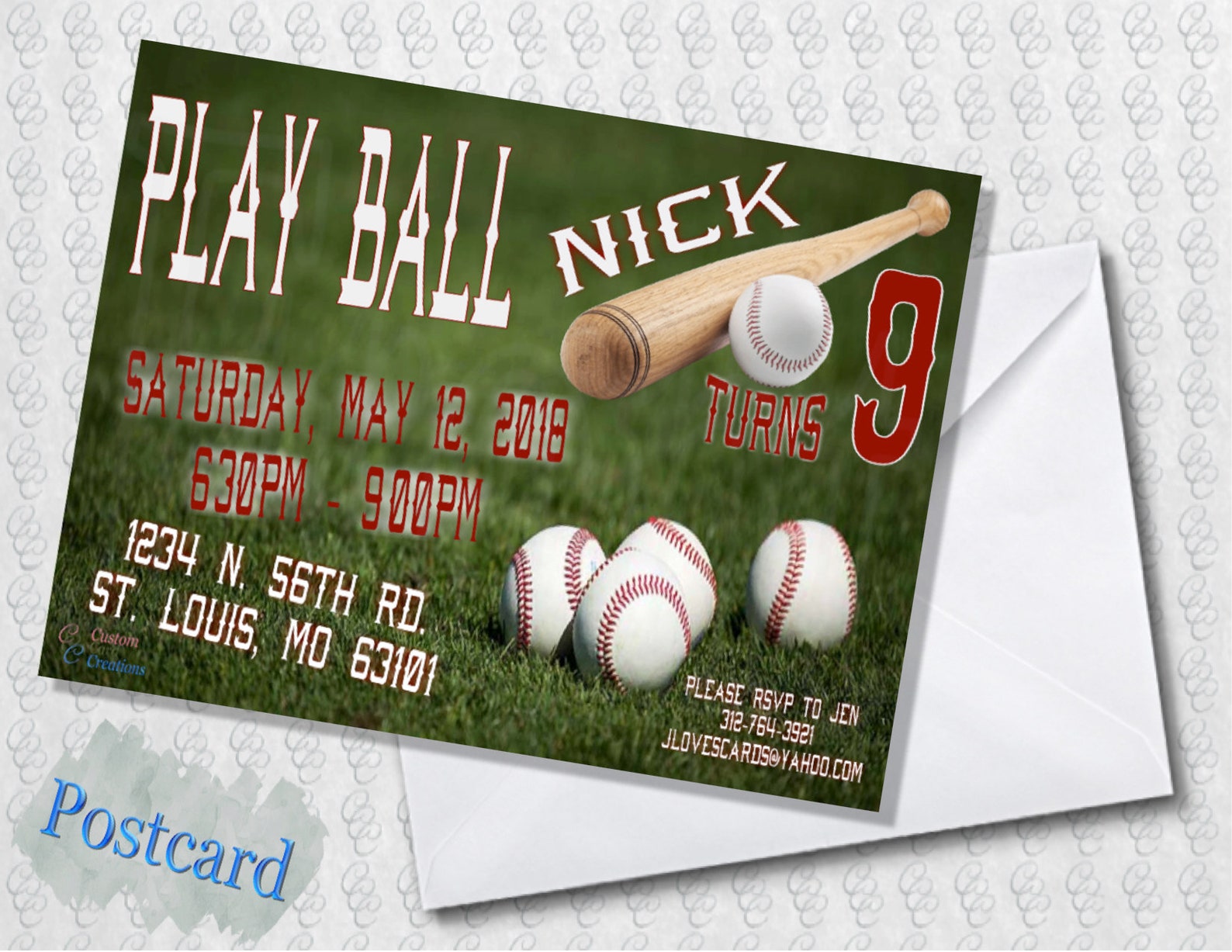 Baseball Invitation; Folded Card; Postcard - Etsy
