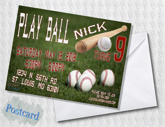 Baseball Invitation Folded Card Postcard - Etsy