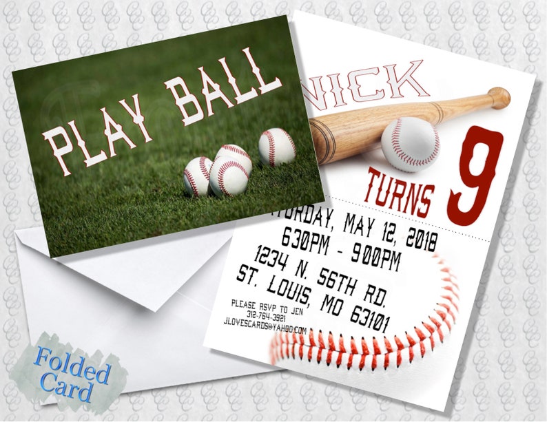 Baseball Invitation; Folded Card; Postcard - Etsy