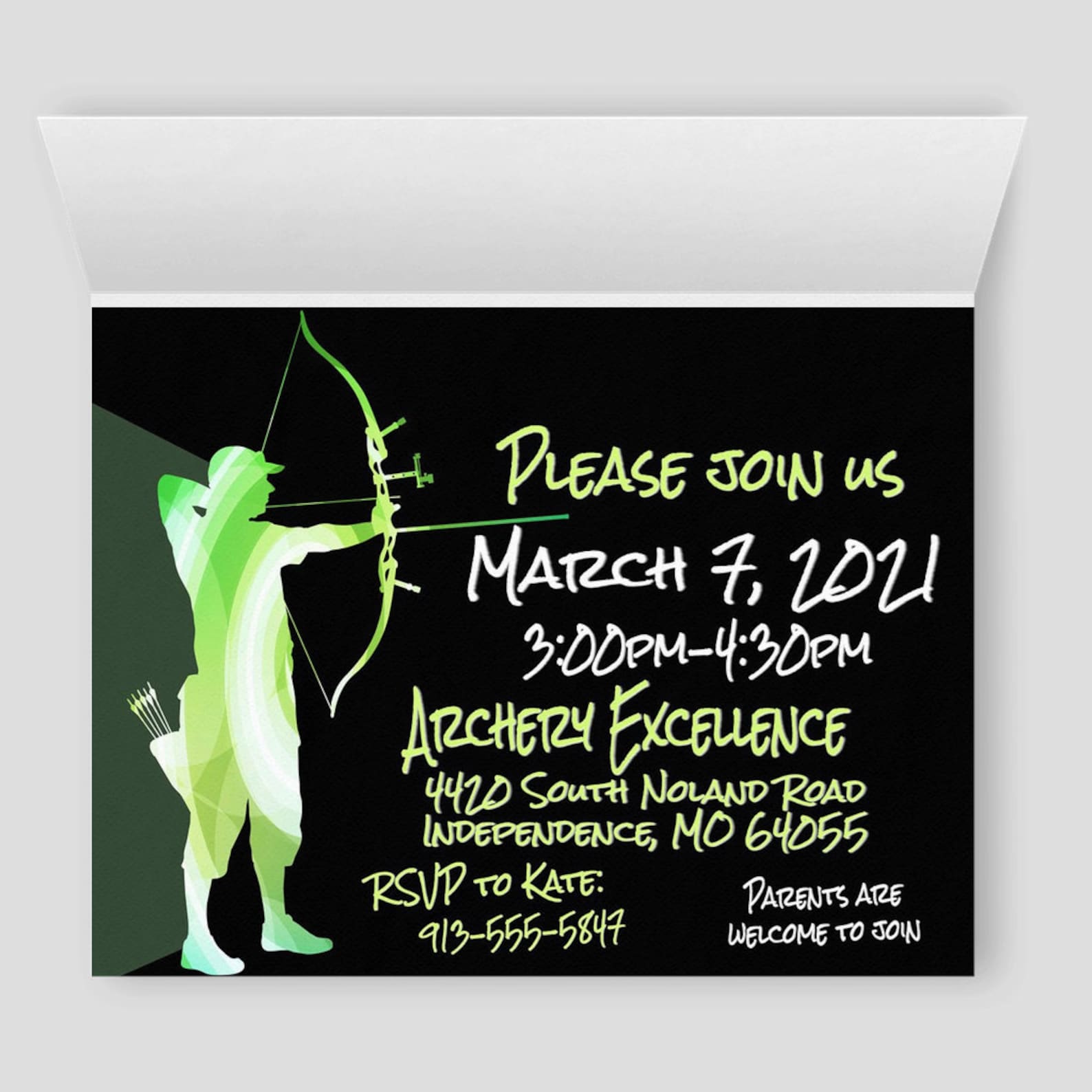 Archery Invitation; Birthday Invitation; Archery; Archer; Bow and Arrow ...