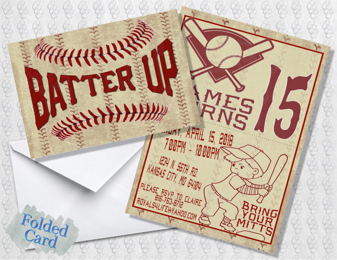 Vintage Baseball Invitation; Folded Card; Postcard - Etsy