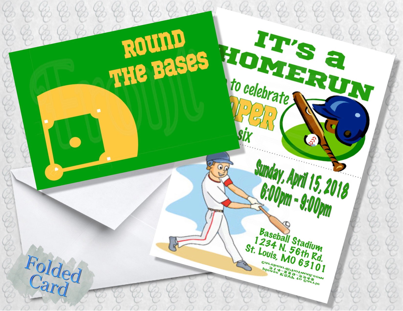 Youth Baseball Invitation; Folded Card; Postcard - Etsy