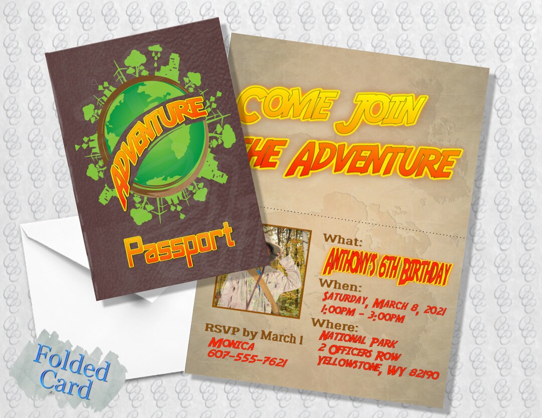 Invitación Adventure Passport La aventura espera invitación Tarjeta ...