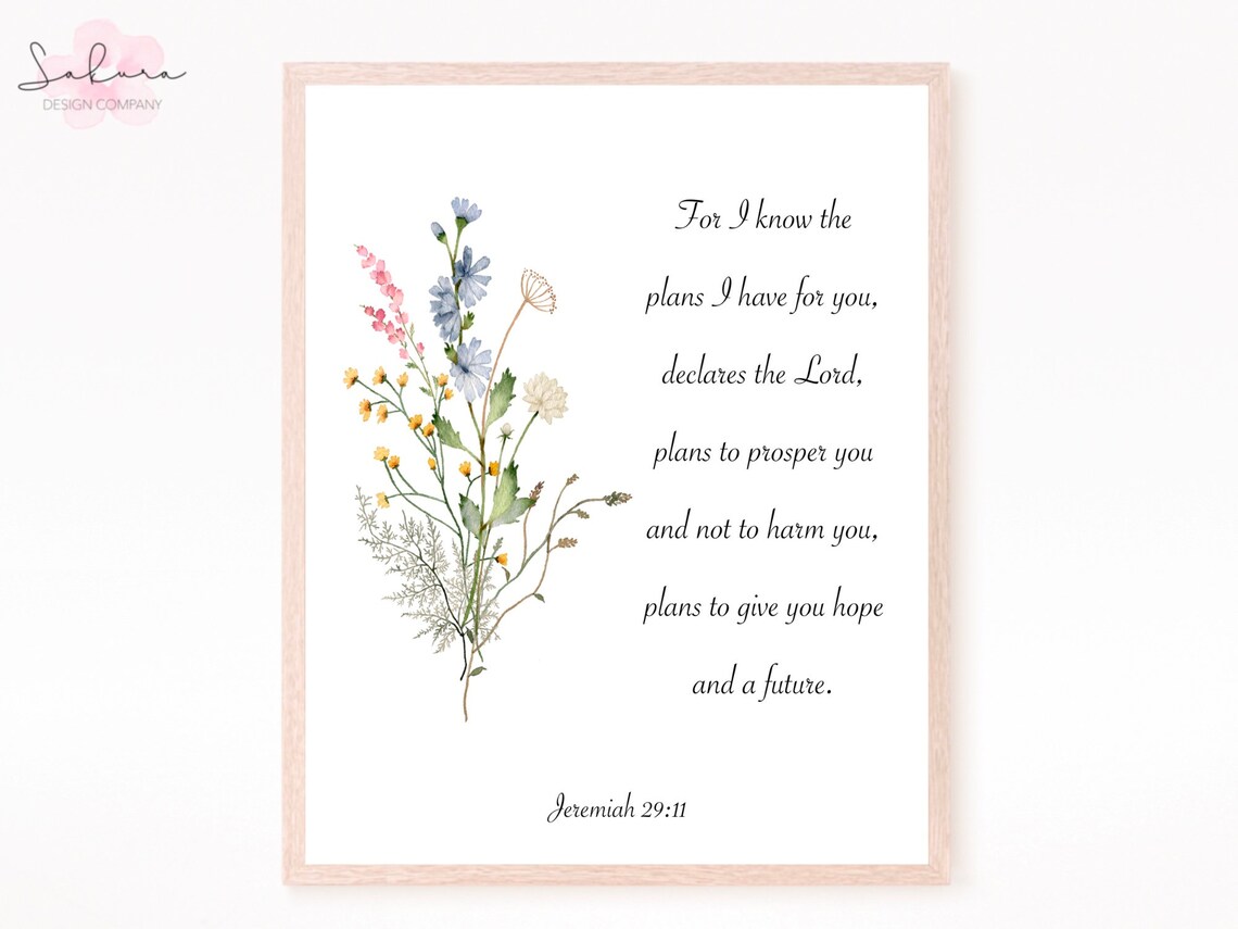 Jeremiah 29 11 for I Know the Plans I Have for You Scripture Wall Art ...