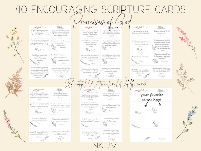 40 NKJV Scripture Cards | Promises of God | Printable Bible Memory ...
