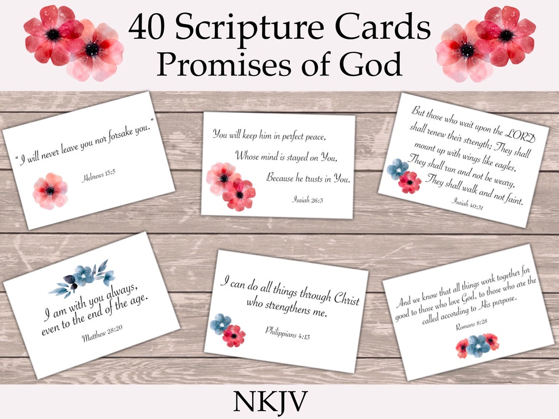 40 NKJV Scripture Cards Promises of God Printable Bible - Etsy