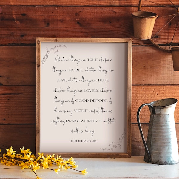 Phil 4:8 Scripture Wall Art - Etsy