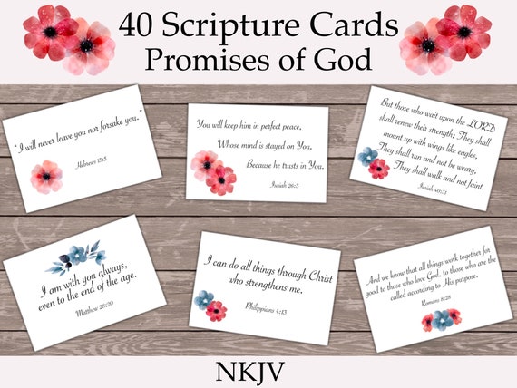 40 NKJV Scripture Cards Promises of God Printable Bible - Etsy
