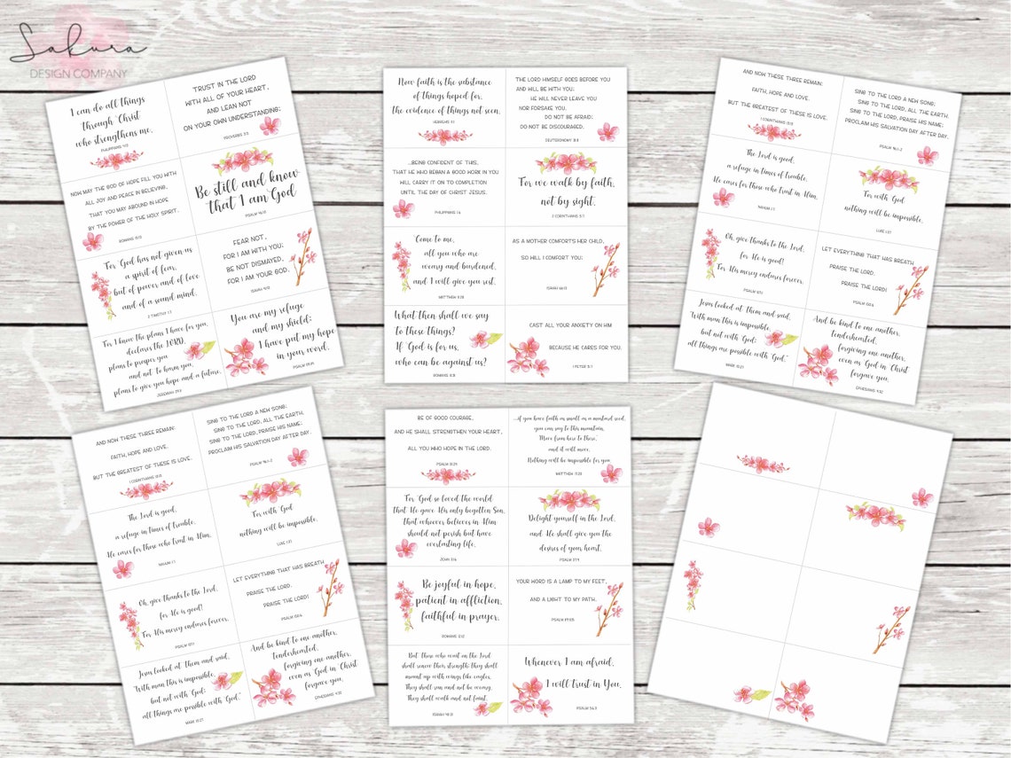 Printable Bible Verse Scripture Cards 40 Encouraging Bible - Etsy