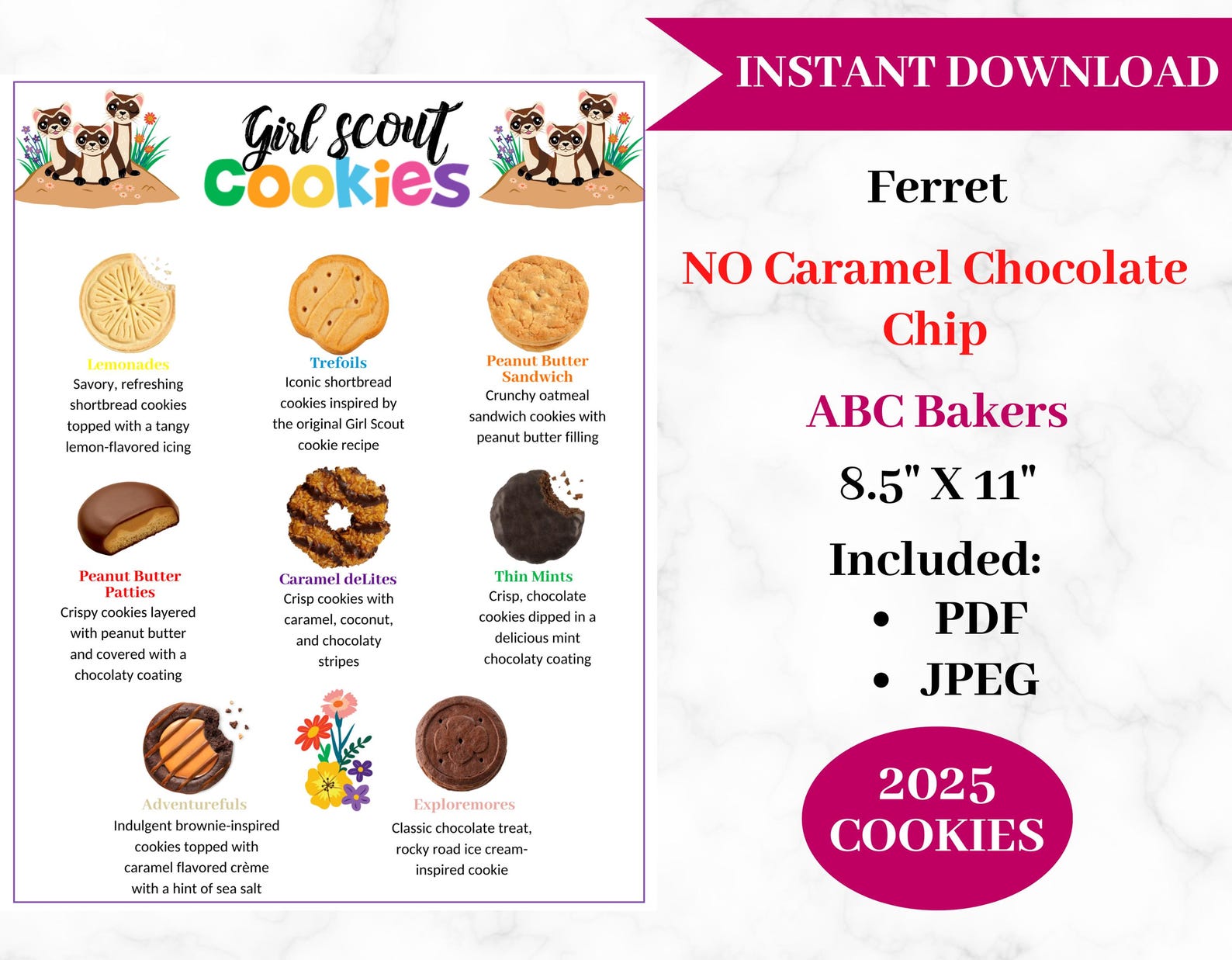 ABC Bakers - Girl Scout Cookie Flyer 2025 - No Caramel Chocolate Chip ...