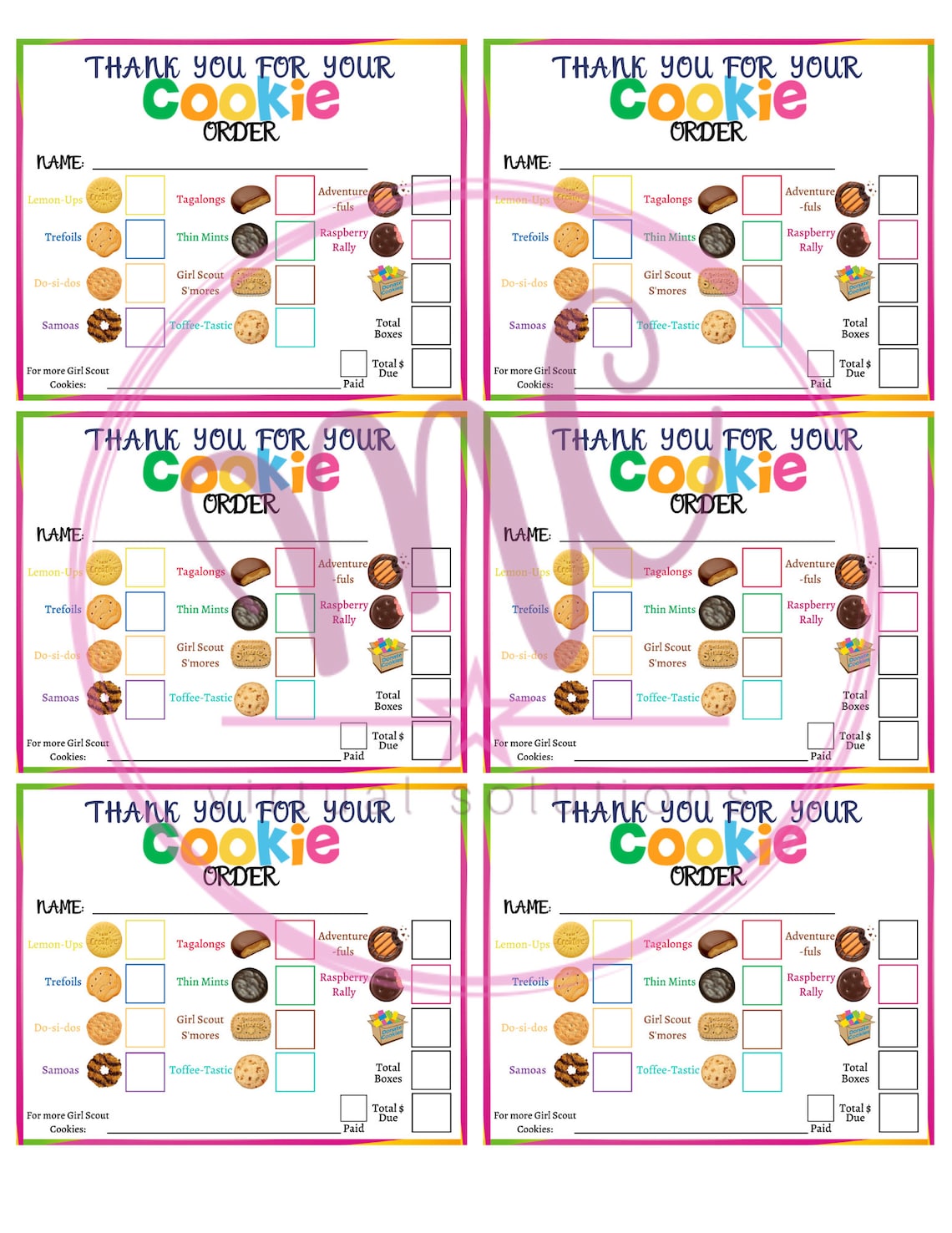 2023 - Girl Scouts Thank You for Your Girl Scout Cookie Order Receipt ...