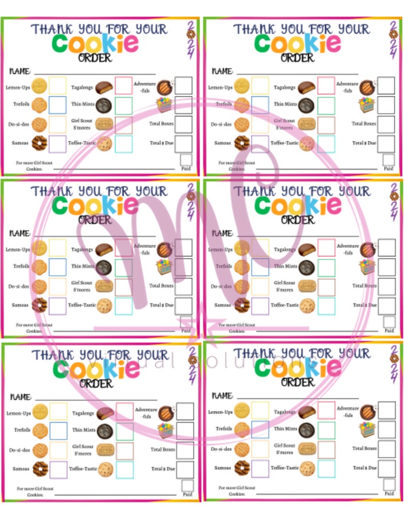 Girl Scouts Thank You for Your Girl Scout Cookie Order Receipt Slip ...