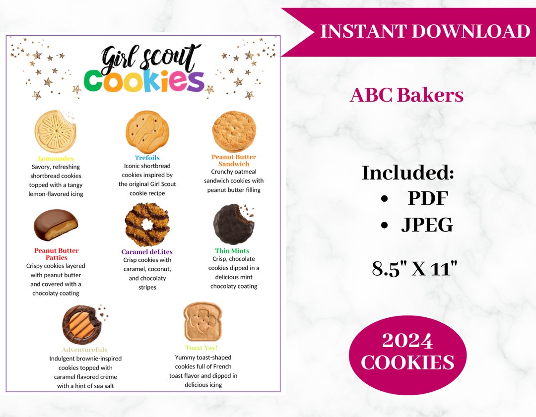 ABC Bakers - Girl Scout Cookie Flyer 2024 - No Caramel Chocolate Chip ...