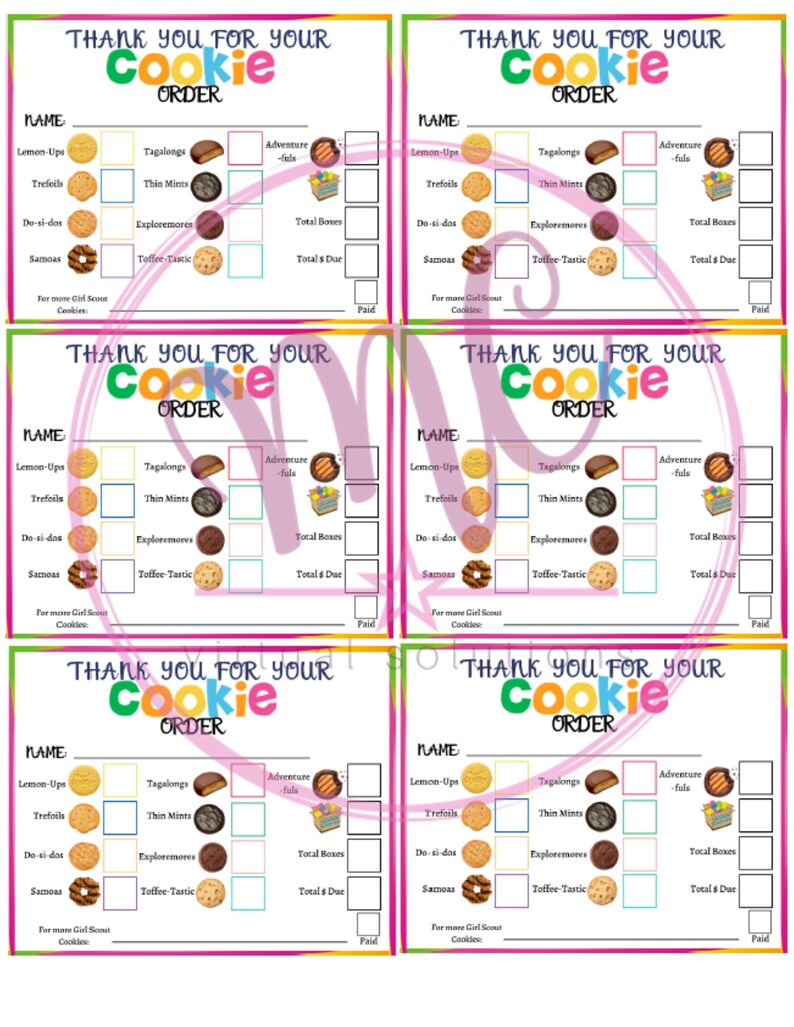 Girl Scouts Thank You for Your Girl Scout Cookie Order Receipt Slip ...