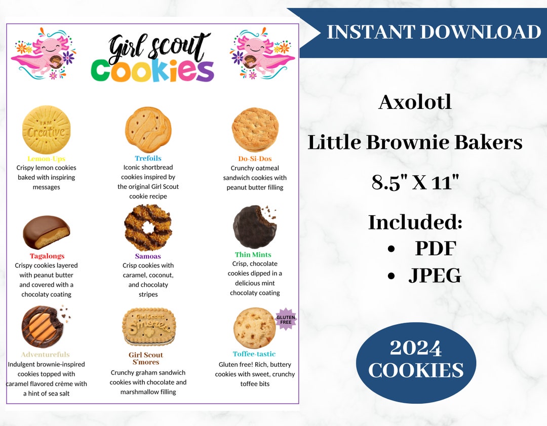 Girl Scout Cookie Flyer 2024 Axolotl Design Little Brownie Bakers ...
