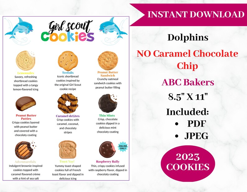 Abc Bakers Girl Scout Cookie Flyer 2023 No Caramel Etsy
