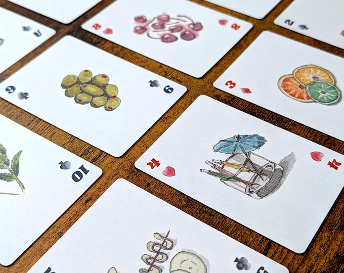 Cocktail Poker Cards | Ink and Watercolor Original Artwork | Standard ...