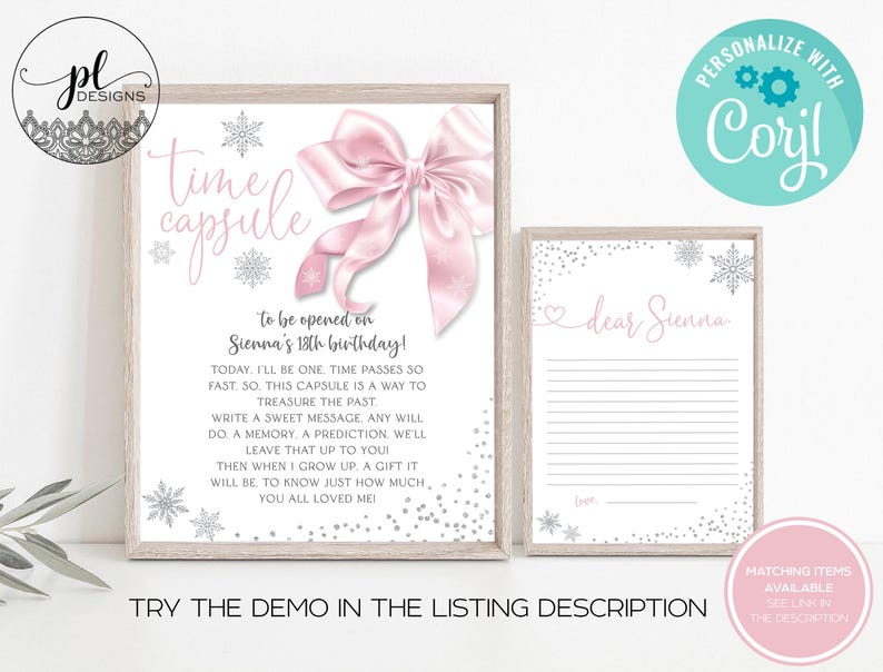 Editable Winter Onederland Milestone Board, Pink Bow First Birthday ...