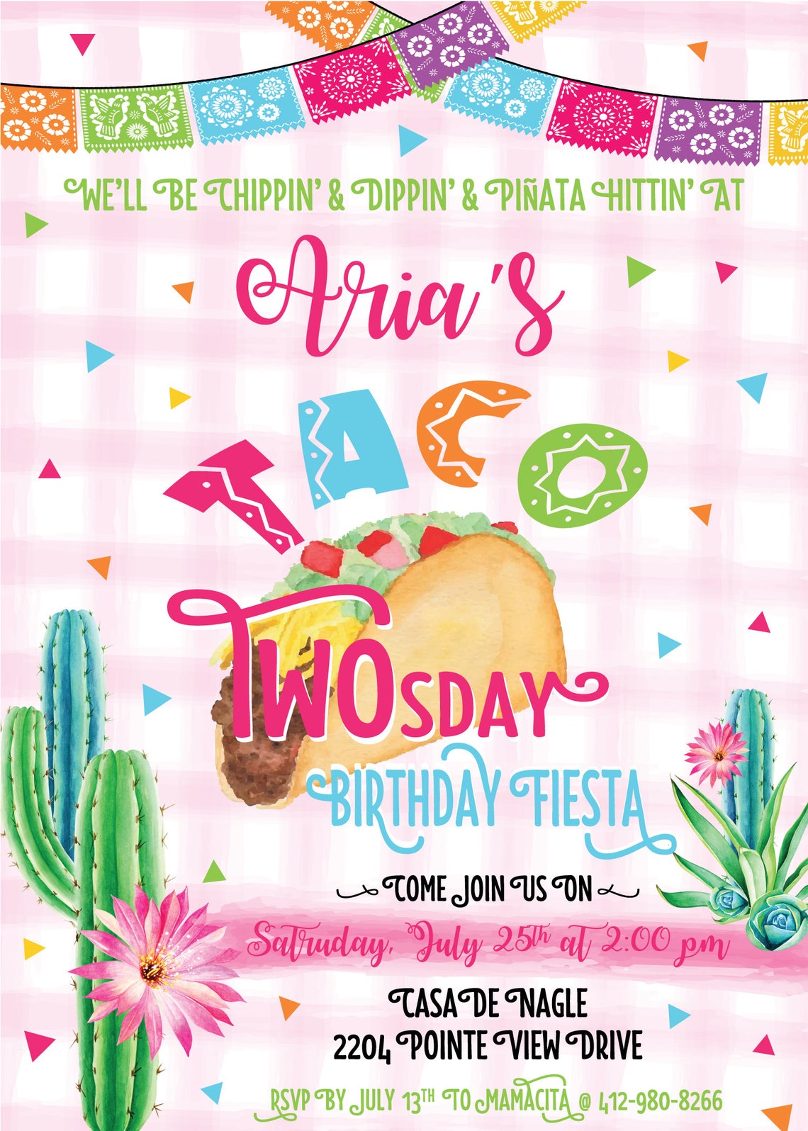 EDITABLE Taco Tuesday Invitation Second Birthday Taco - Etsy
