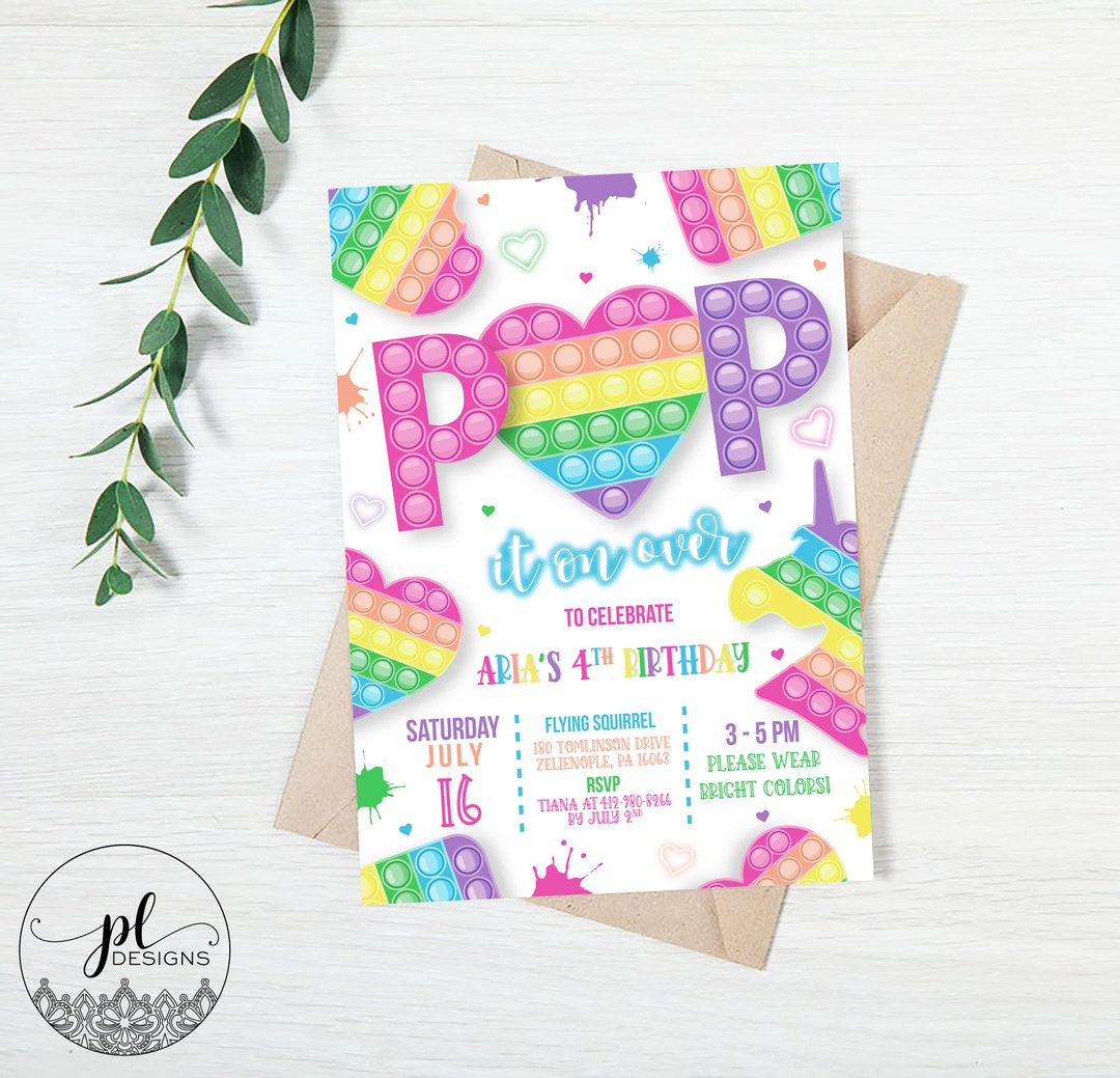 EDITABLE Pop It Birthday Invitation, Pop It Birthday Party Pastel ...