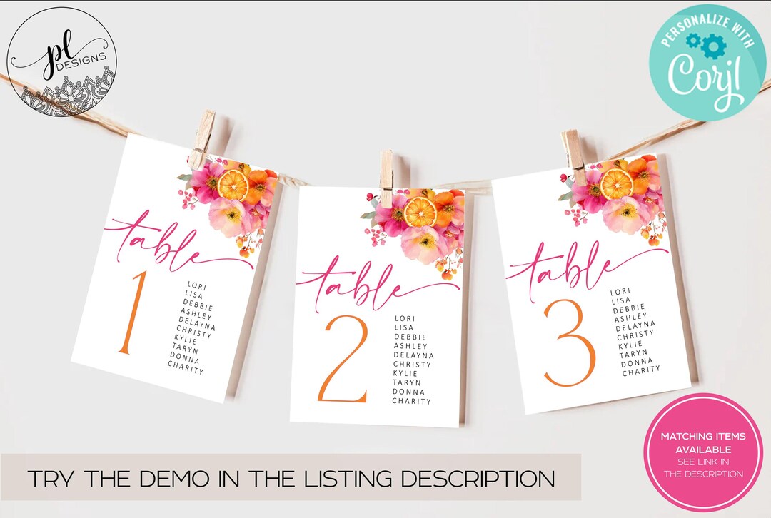 Citrus Orange Bridal Shower Table Numbers, She Found Her Main Squeeze ...