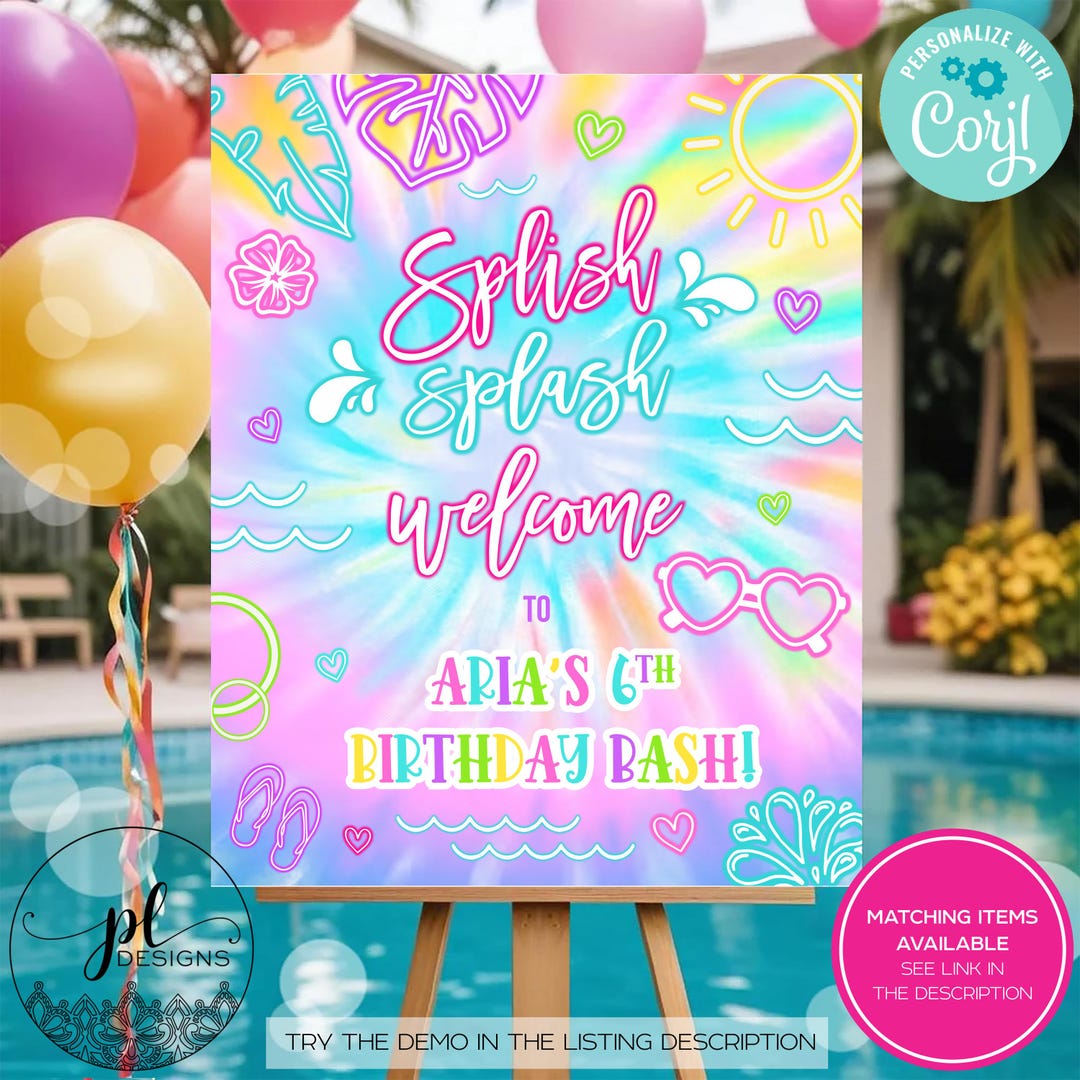 Editable Splish Splash Welcome Sign, Birthday Welcome Shower, Party ...