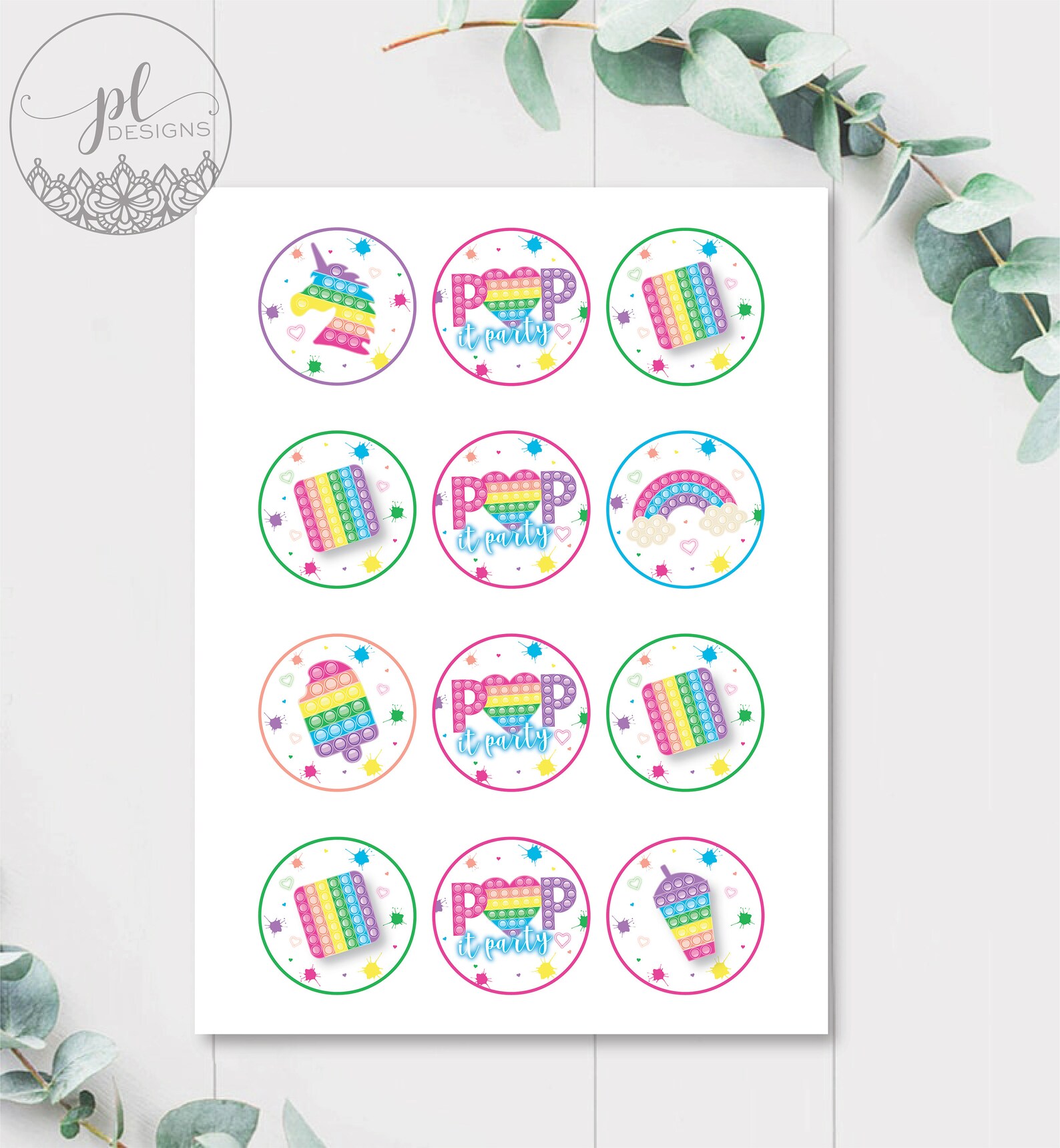 Pop It Birthday Party Invitation Pop It Birthday Party Pastel Rainbow ...