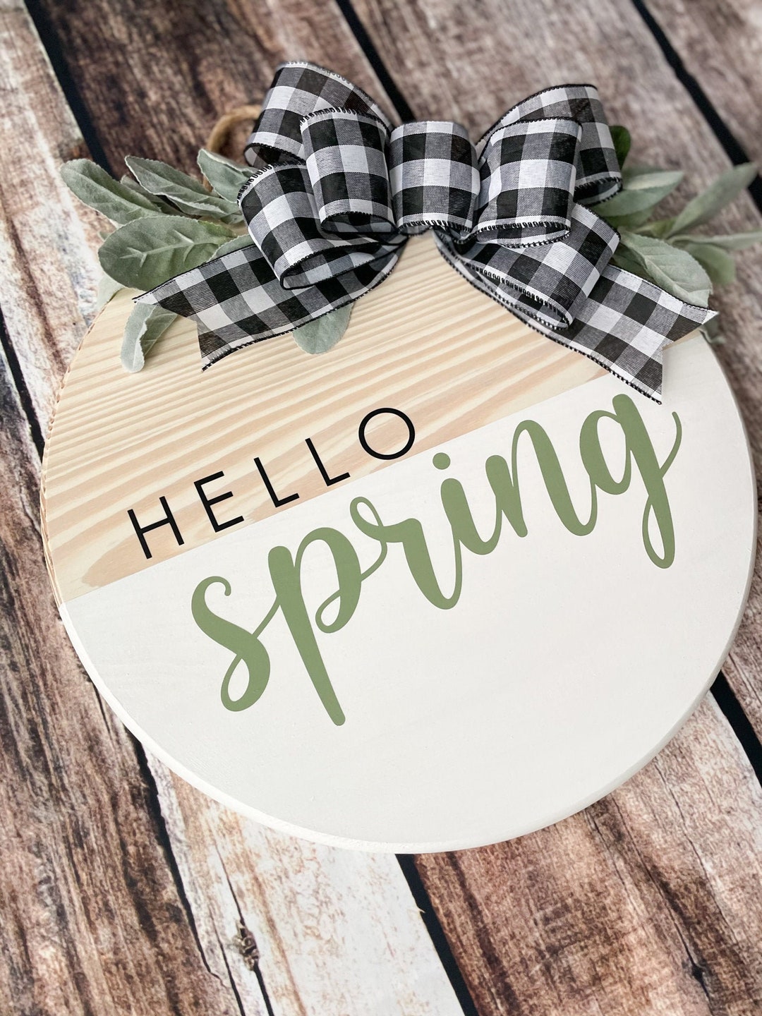 Hello Spring Door Hanger, Welcome Round, Welcome Door Sign, Front Door ...