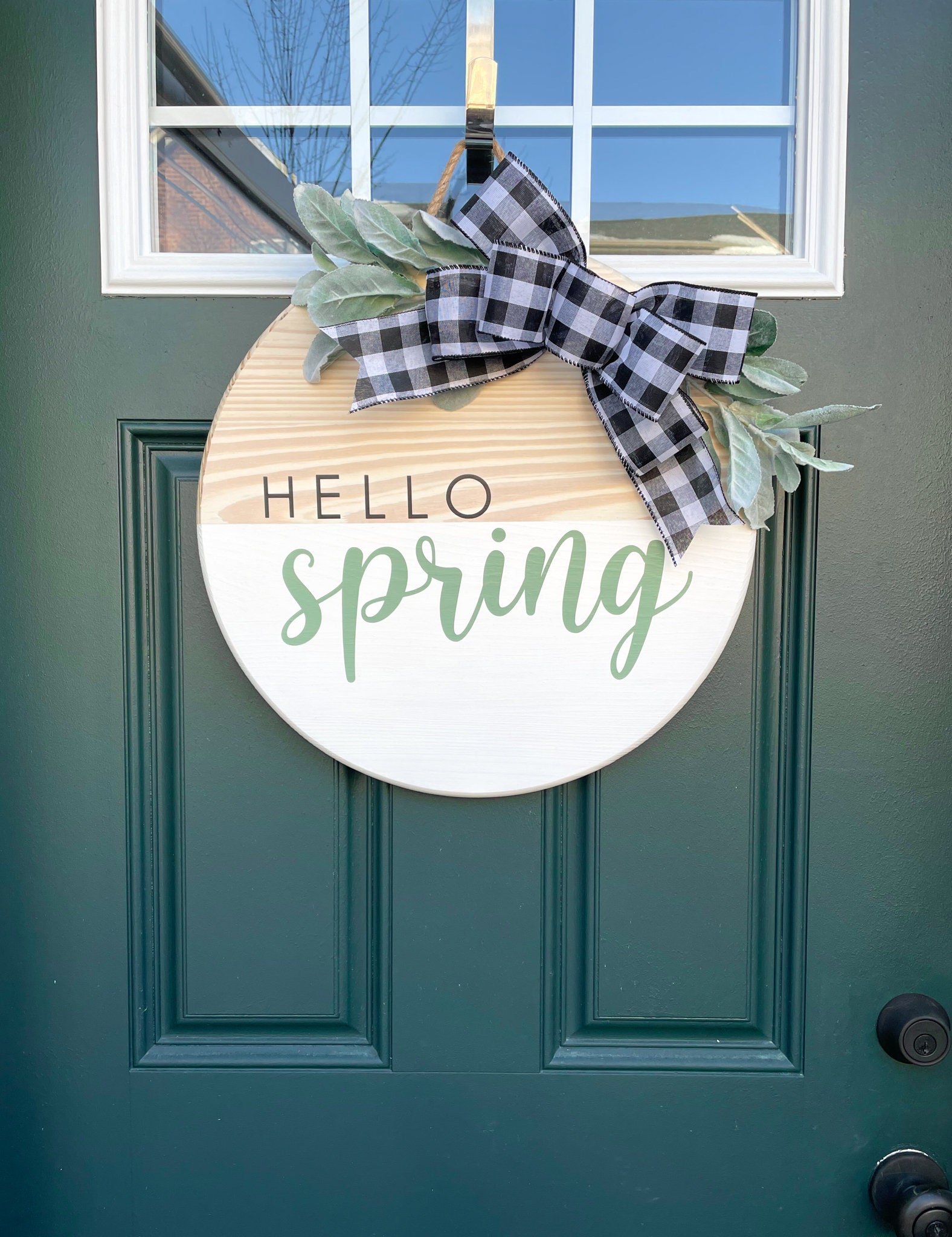 Hello Spring Door Hanger, Welcome Round, Welcome Door Sign, Front Door ...