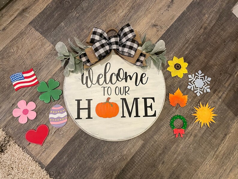 Interchangeable Welcome to Our Home Door Hanger - Etsy