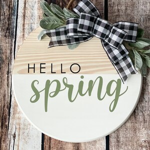 Hello Spring Door Hanger, Welcome Round, Welcome Door Sign, Front Door ...