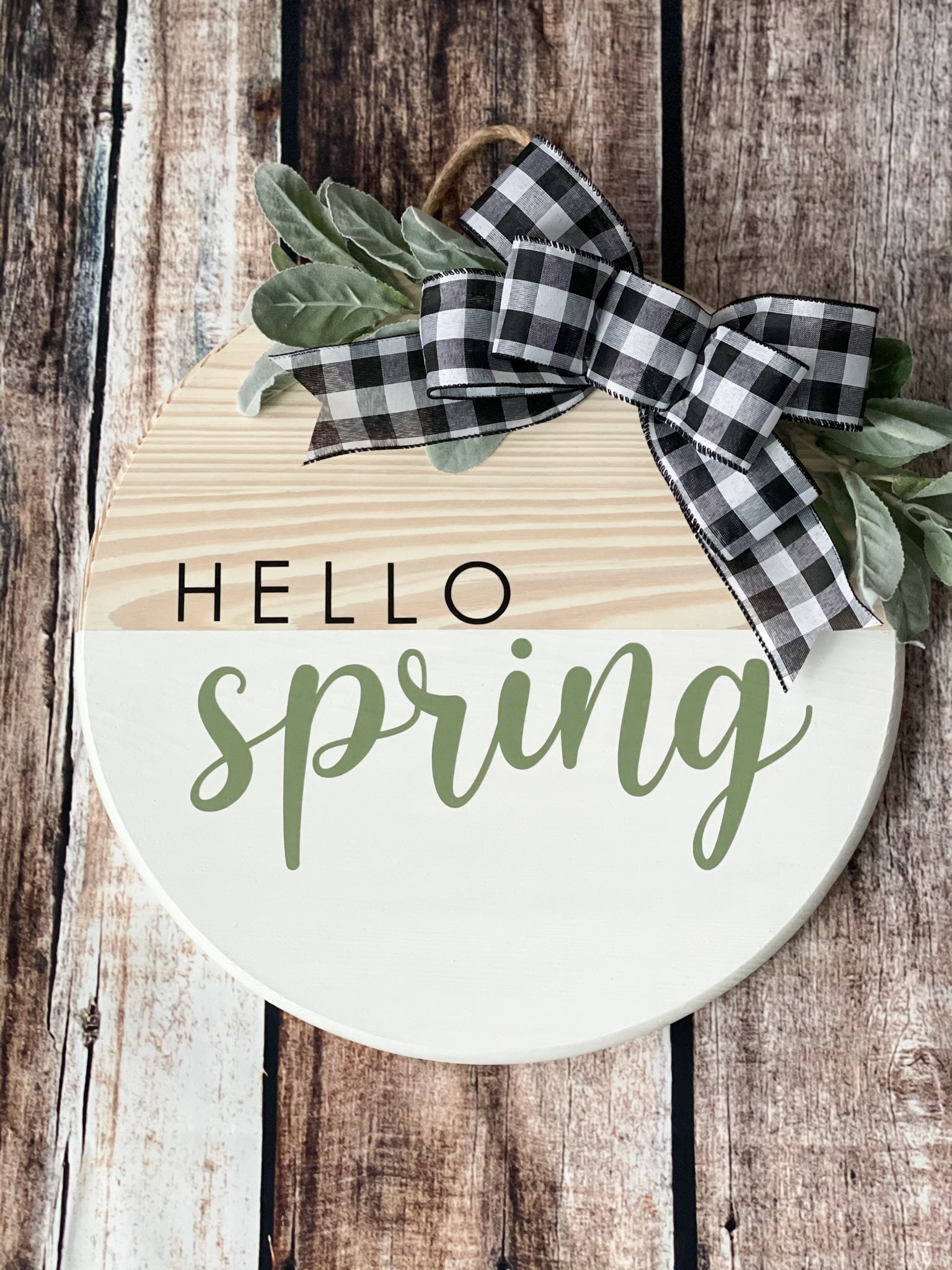 Hello Spring Door Hanger, Welcome Round, Welcome Door Sign, Front Door ...