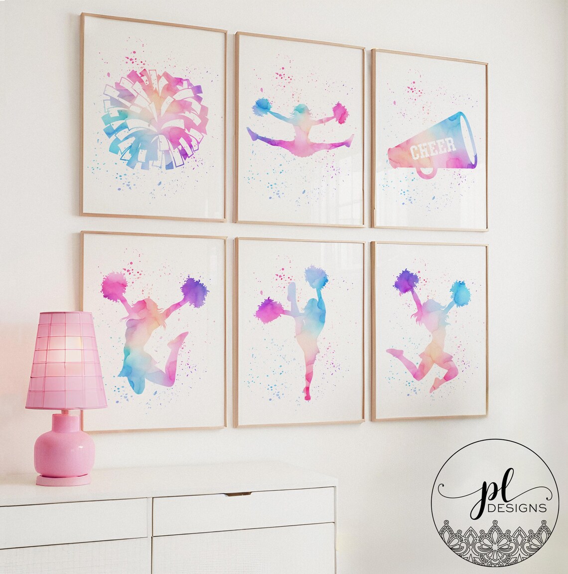 Cheerleading Wall Art, Pastel Rainbow Colored Room Decor, Playroom ...