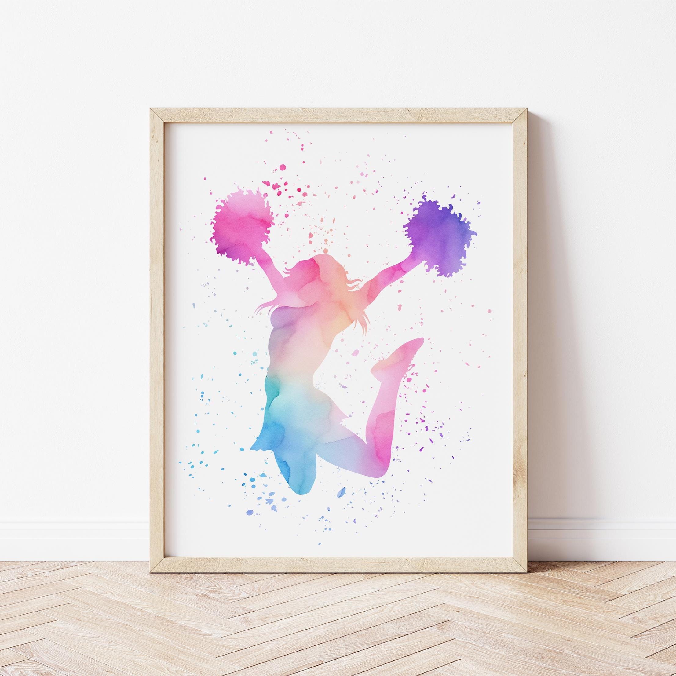 Cheerleading Wall Art, Pastel Rainbow Colored Room Decor, Playroom ...