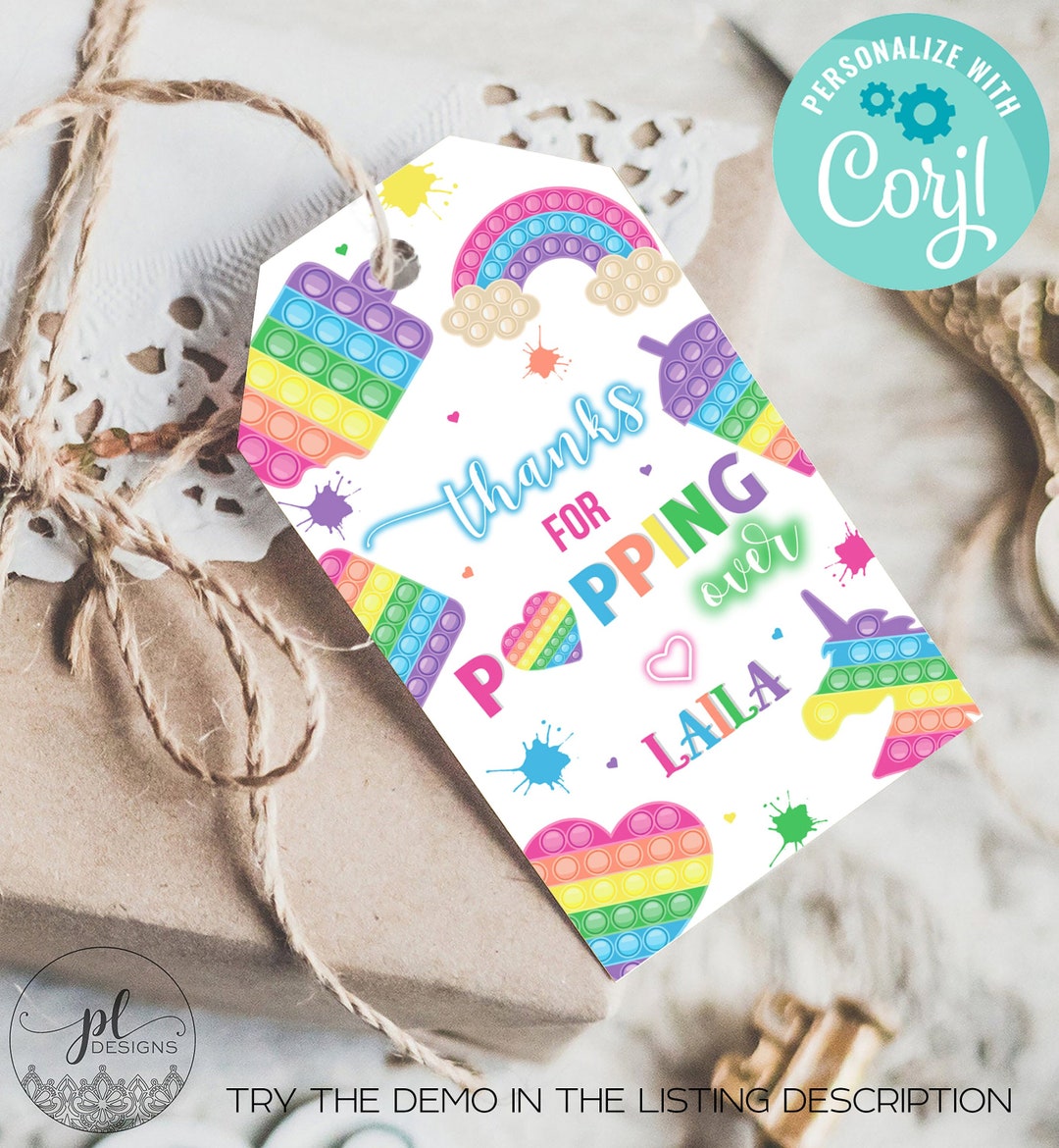 Pop It Birthday Party Favor Tag Label Pop It Party Favor Tag Label ...
