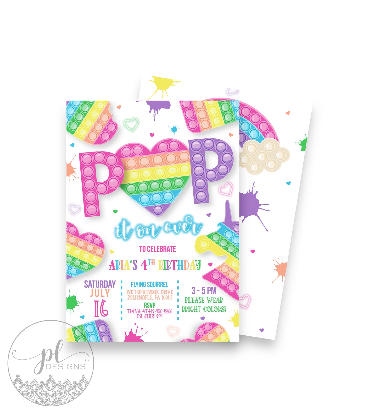 EDITABLE Pop It Birthday Party Invitation Pop It Birthday - Etsy