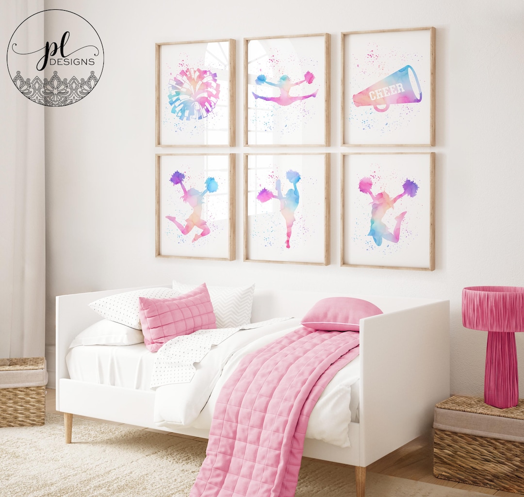 Cheerleading Wall Art, Pastel Rainbow Colored Room Decor, Playroom ...