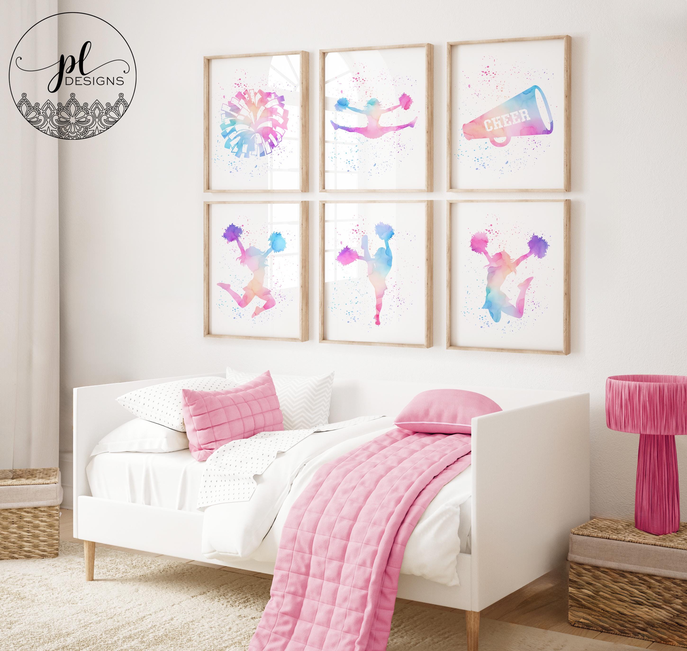 Cheerleading Wall Art, Pastel Rainbow Colored Room Decor, Playroom ...