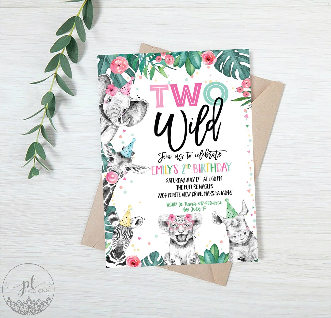 EDITABLE Two Wild Invitation, Second Birthday, Wild and Free Birthday ...
